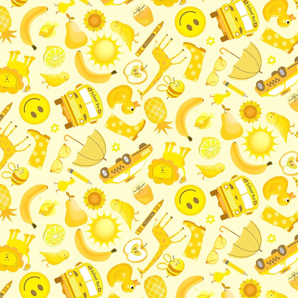 Duck Yellow I Spy Creatures & Stuff on Pale Yellow Quilting Cotton ...