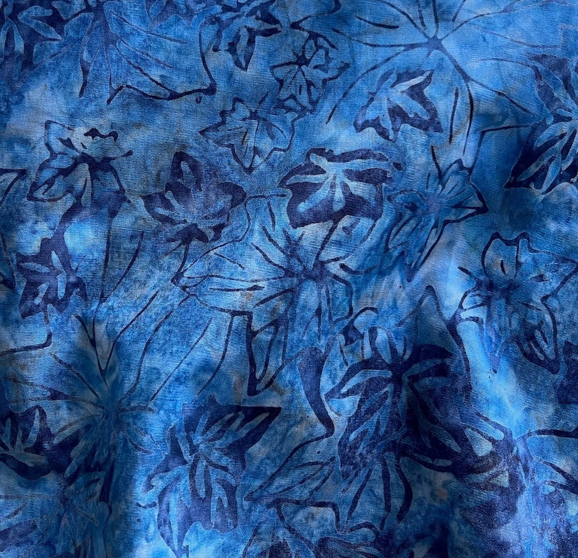 Floating Indigo Maple Leaves Cotton Batik (Made in Indonesia) – Britex ...