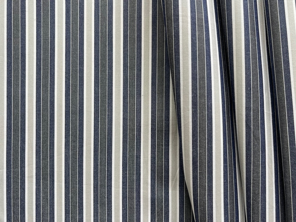 Kiton Luxury Walnut & Navy Striped Crisp Cotton Shirting (Made in Ital ...