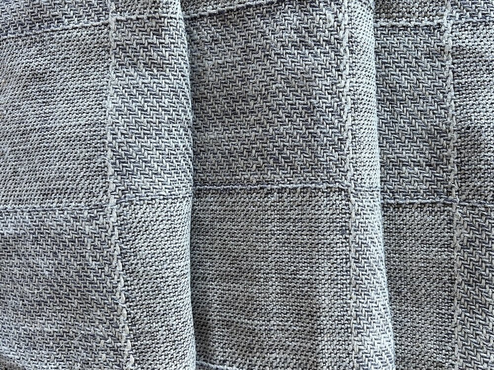 Rugged Squared Black & Flax Backed Linen Tweed (Made in Poland ...