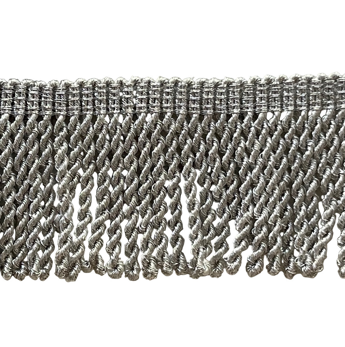 1 1/2" Silver Metallic Bouillon Fringed Piping Trim (Made in France ...