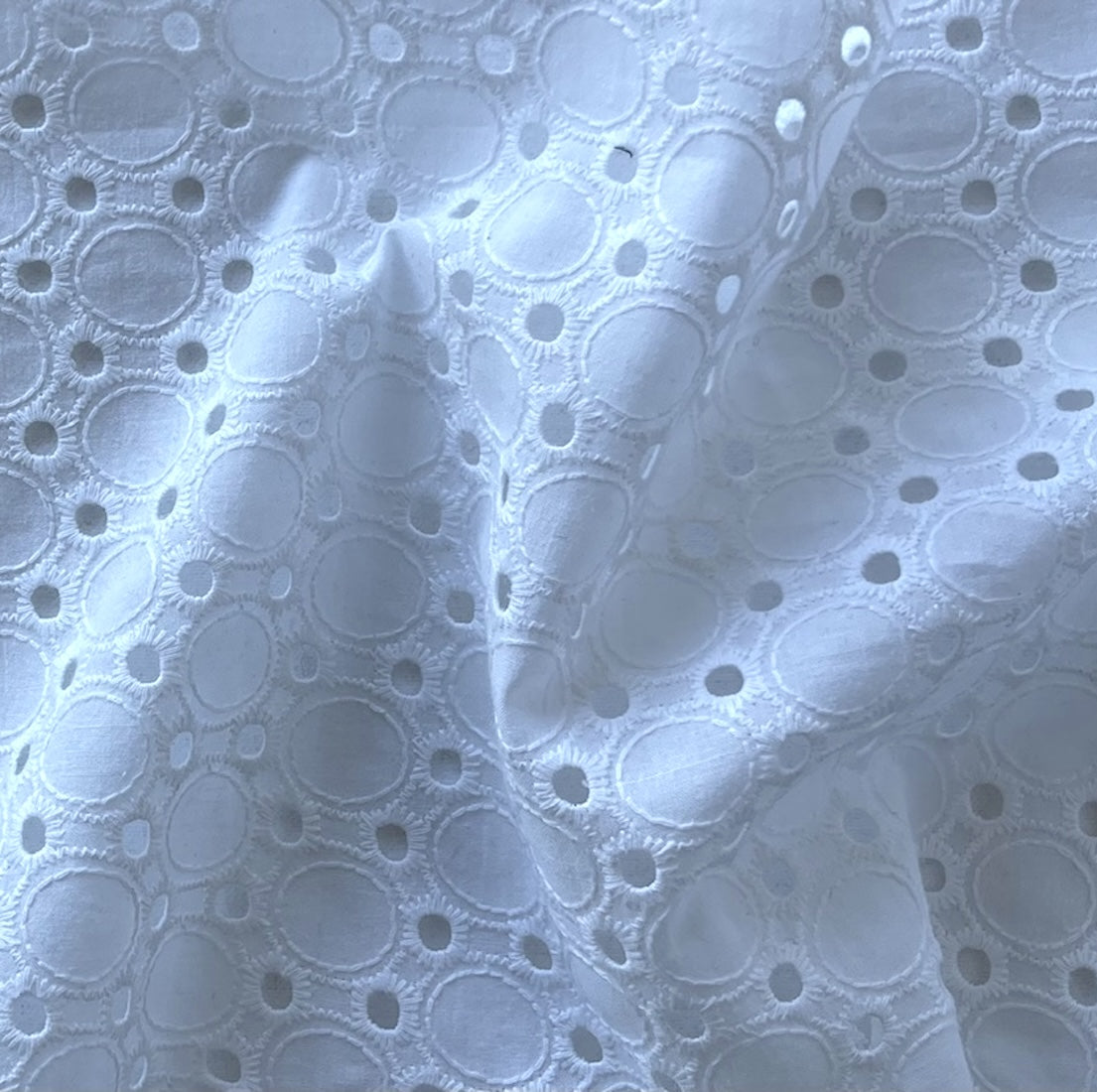 White Planetary Orbit Cotton Eyelet (Made in Italy) – Britex Fabrics