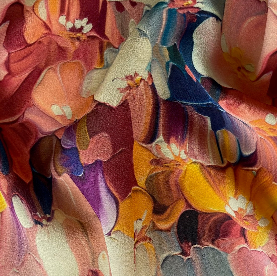 High-End Sunset Bouquet Silk Crepe de Chine (Made in Italy) – Britex ...