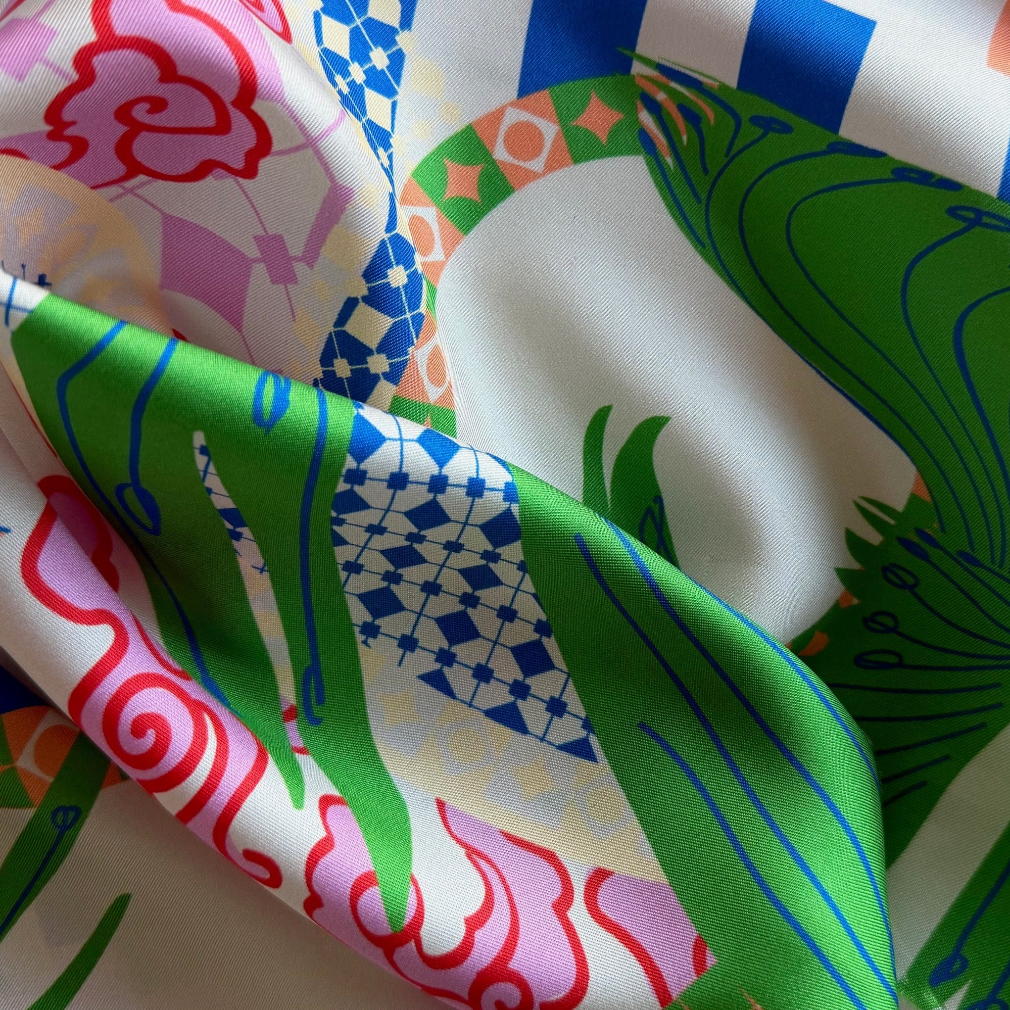42" Panel - Peter Max Inspired Folk Quilt Silk Twill (Made in Italy ...