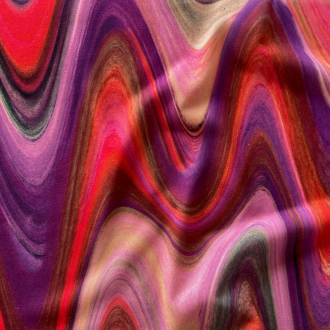 Lighter-Weight Drapey Sunset Waves Polyester Knit (Made in Italy ...