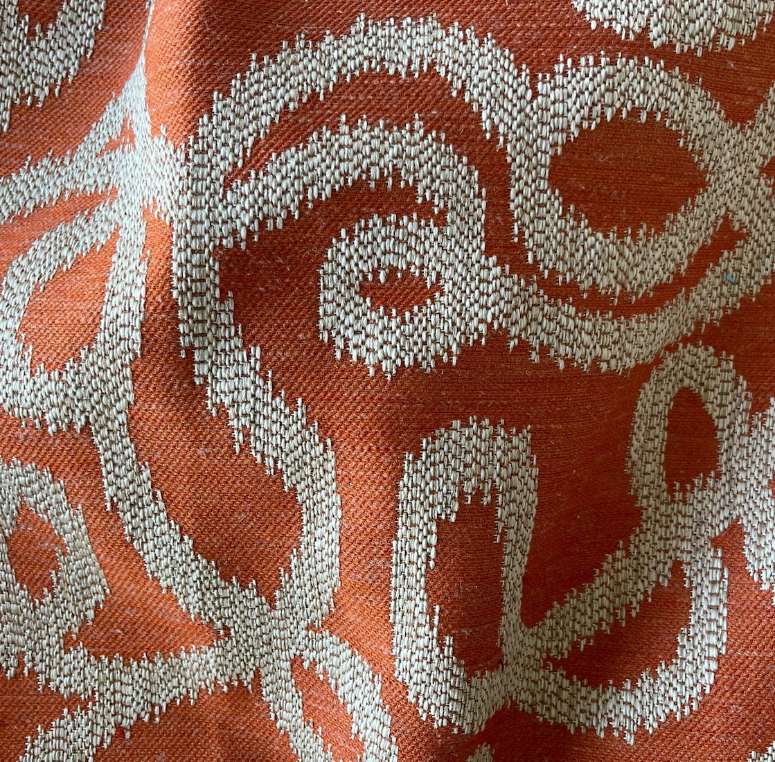 Embroidered Meandering Pathways Burnt Orange Polyester Blend (Made in ...