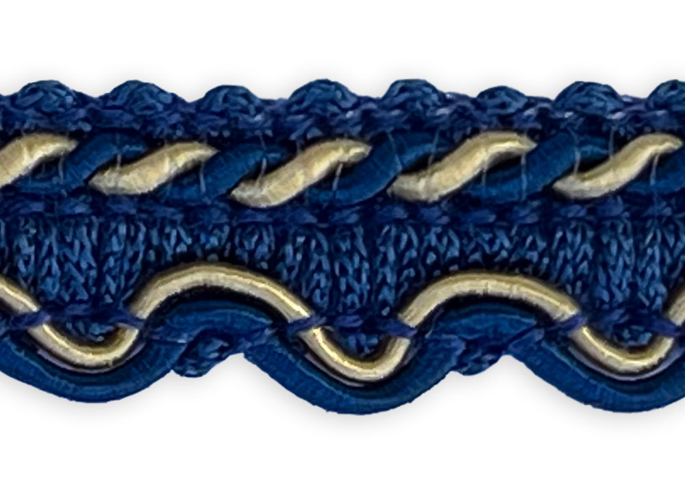 5/8" Scalloped Navy & Dull Gold Gimp Trim (Made in France) – Britex Fabrics
