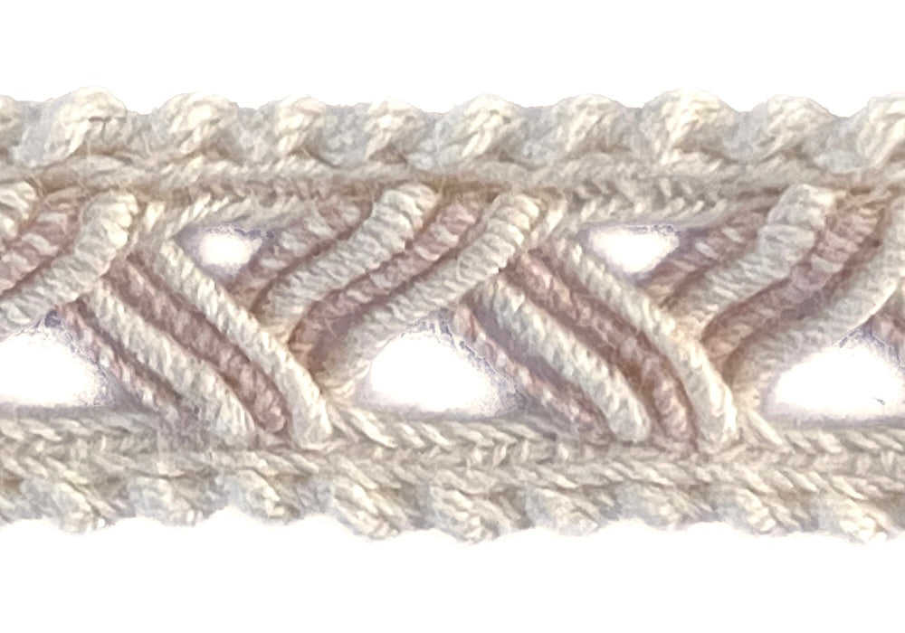 5/8" Natural & Rose Mist Open-Weave Cotton Gimp Trim (Made in USA ...