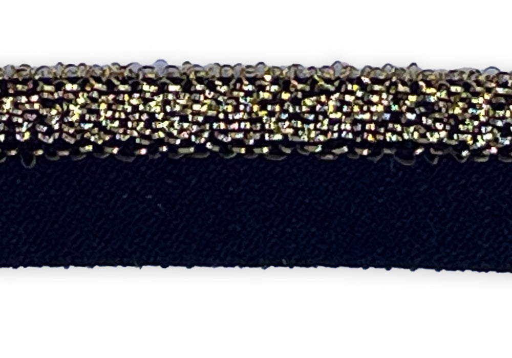 1/2" Metallic Gold & Black Stretch Piping Trim (Made in England ...