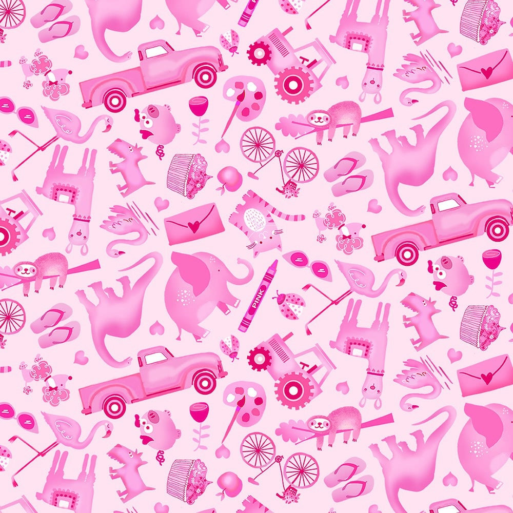 Pink I Spy Creatures & Stuff! Pale Pink Quilting Cotton – Britex Fabrics