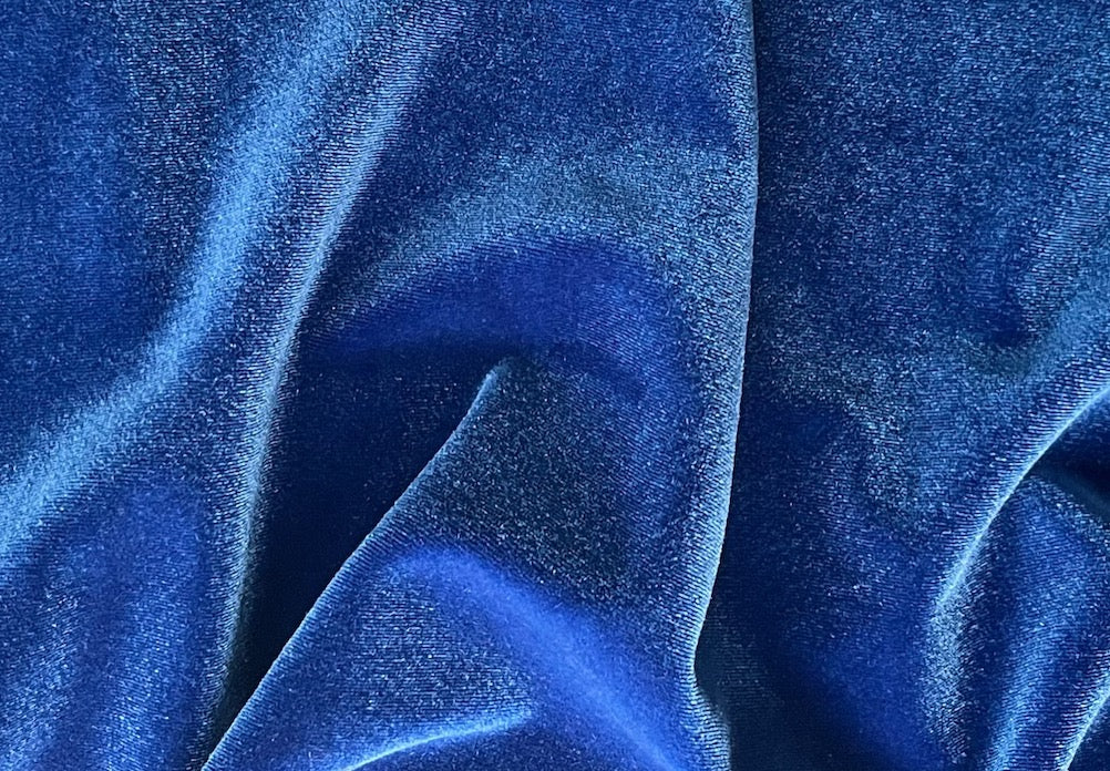polyester fabric, Sapphire Blue Stretch Polyester Velvet – Britex Fabrics