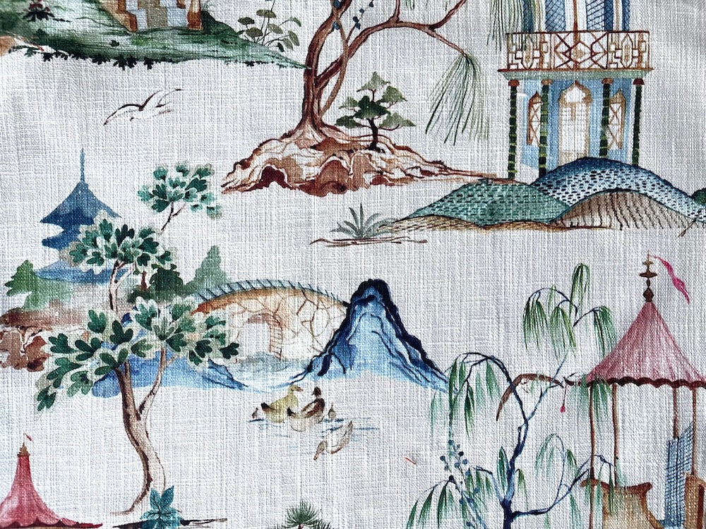 Cotton Fabric, Charming Asian-Inspired Countryside Textured Cotton ...