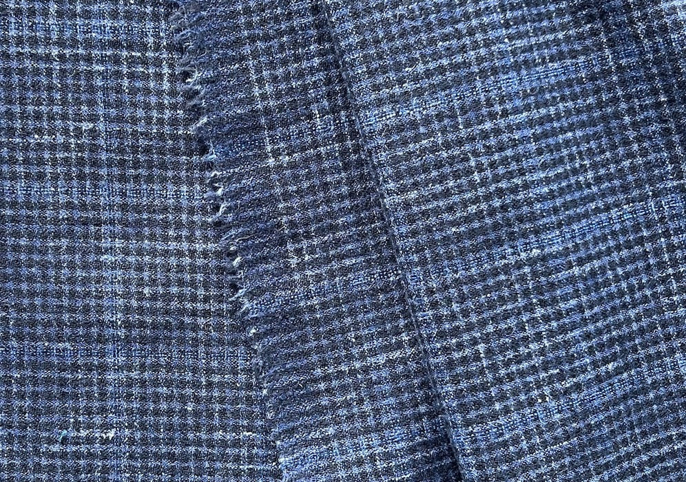 Wool Fabric, Lighter-Weight Subtle Ultramarine Blue, Black & White Wool ...