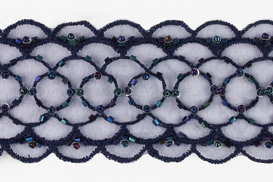 2" Navy Scalloped Galloon Beaded Lace – Britex Fabrics