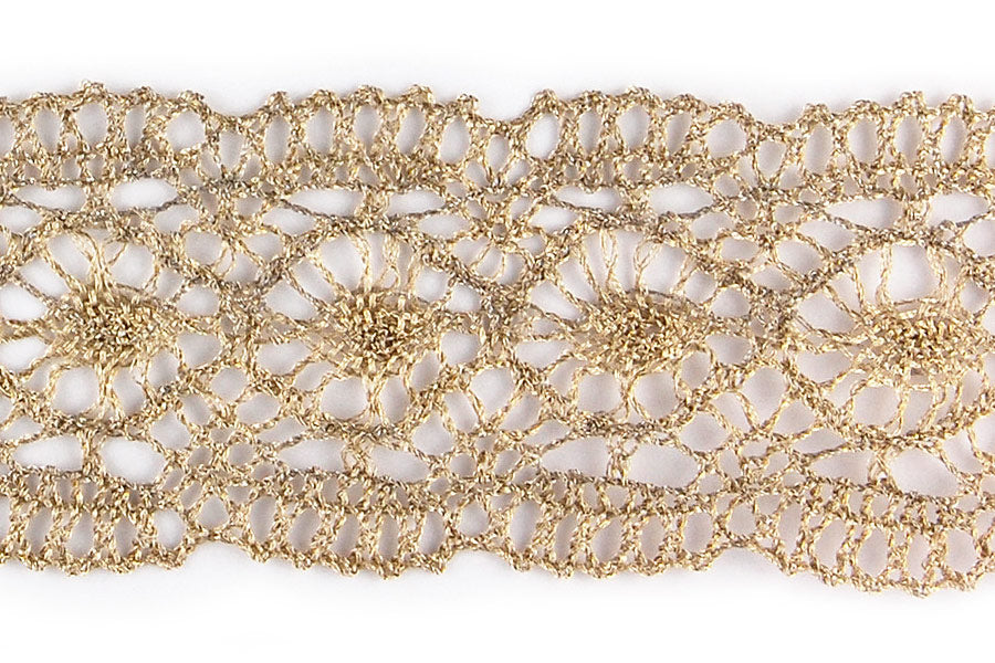 1 3/4" Pale Gold Metallic Crochet Lace (Made in England) – Britex Fabrics