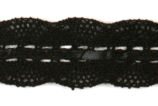 1" Black Beribboned Crochet Galloon Lace – Britex Fabrics
