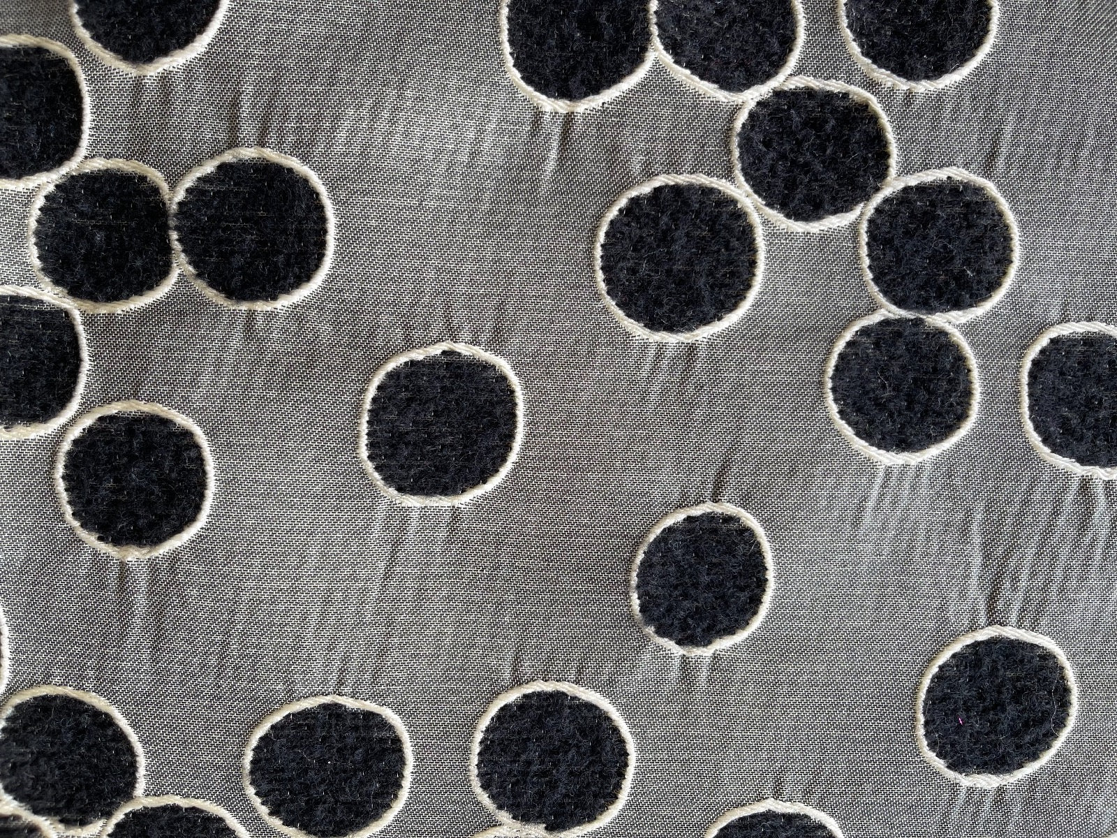 Silk Fabric, Embroidered Black Boba Bubbles Wool Blend Brocade (Made in ...