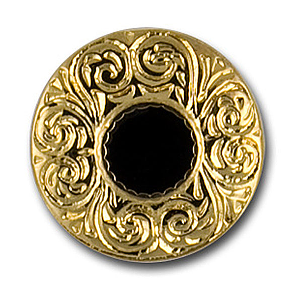 Black Enamal & Gold Engraved Metal Button (Made in Italy) – Britex Fabrics