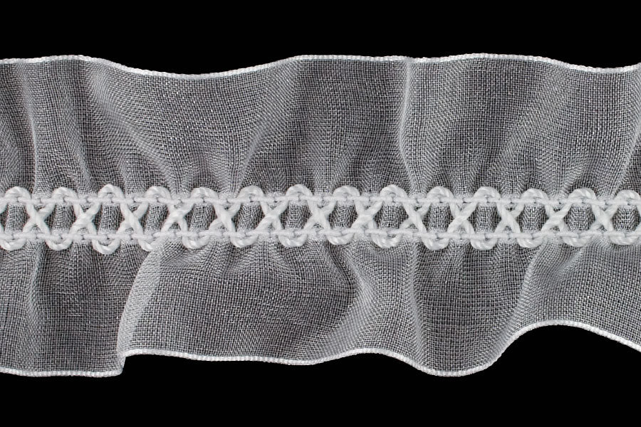 1 1/2" White Sheer Double/Ruffled Elastic (Made in England) – Britex ...