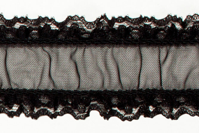 1 1/2" Black Ruched Stretch Lace (Made in England) – Britex Fabrics