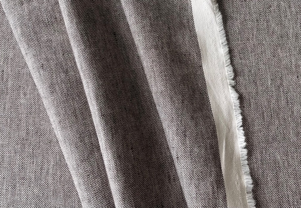 Linen Fabric, High-End Tweed Earthy Redwood & Snow White Linen (Made in ...