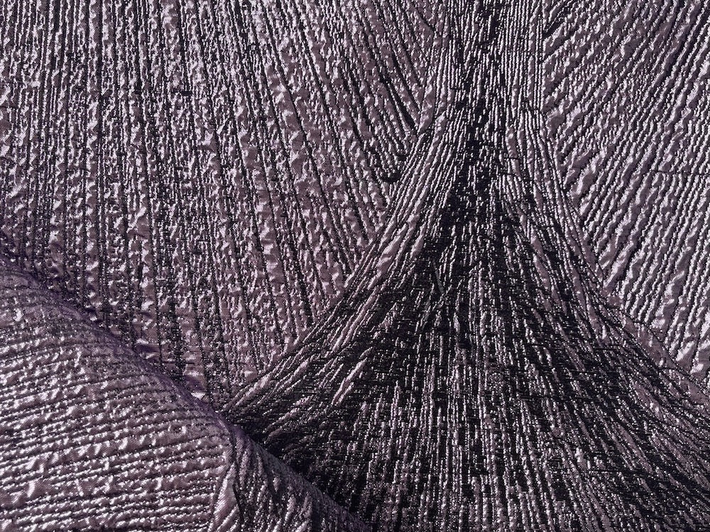 Novelty Fabric, Dramatic Art Deco-Inspired Metallic Lilac Folds Cloqué ...