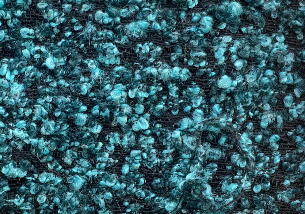 Silk Fabric, High-End Nubby Turquoise Wool Blend Bouclé (Made in Italy ...
