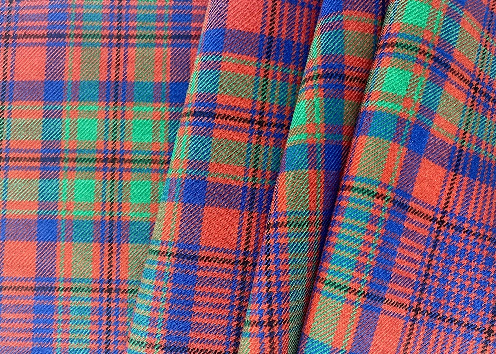 Wool Fabric, Burnt Orange, Cobalt & Grass Green Virgin Wool Twill ...