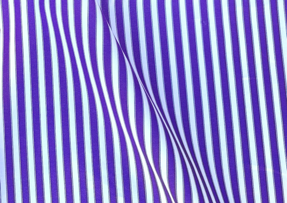 Cotton Fabric, 2-Ply Royal Purple & Ermine White Striped Cotton ...