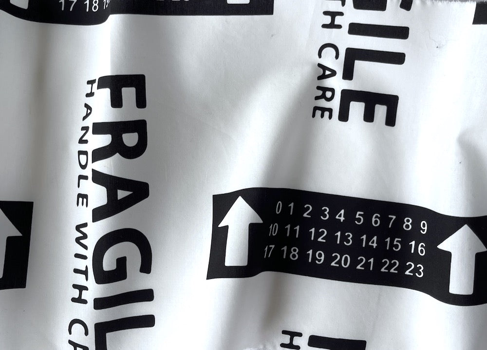 Cotton Fabric, Typographic Black Shipping Labels Cotton Poplin (Made in ...