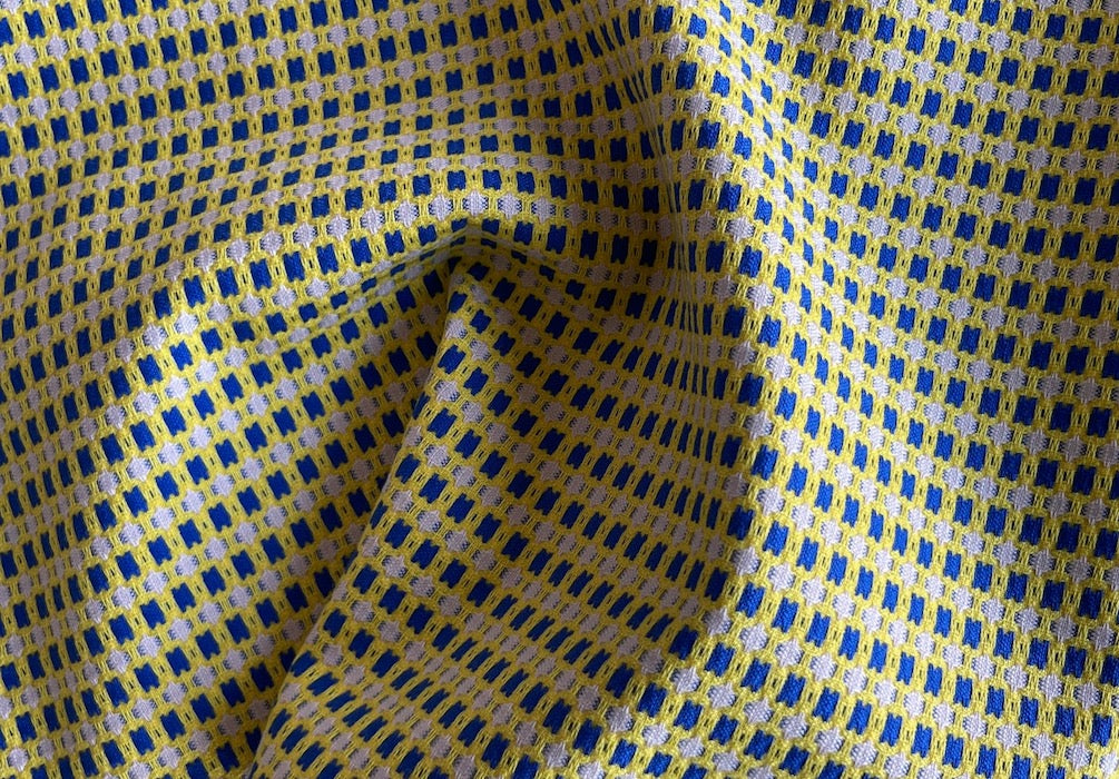 Silk Fabric, Bonotto Juicy Lemon Geometric Grid Stretch Cotton (Made in ...