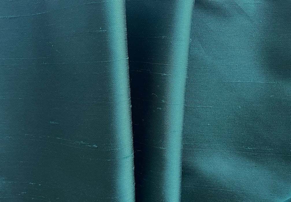 Silk Fabric, Lustrous Peacock Teal Silk Blend Shantung (Made in Italy ...