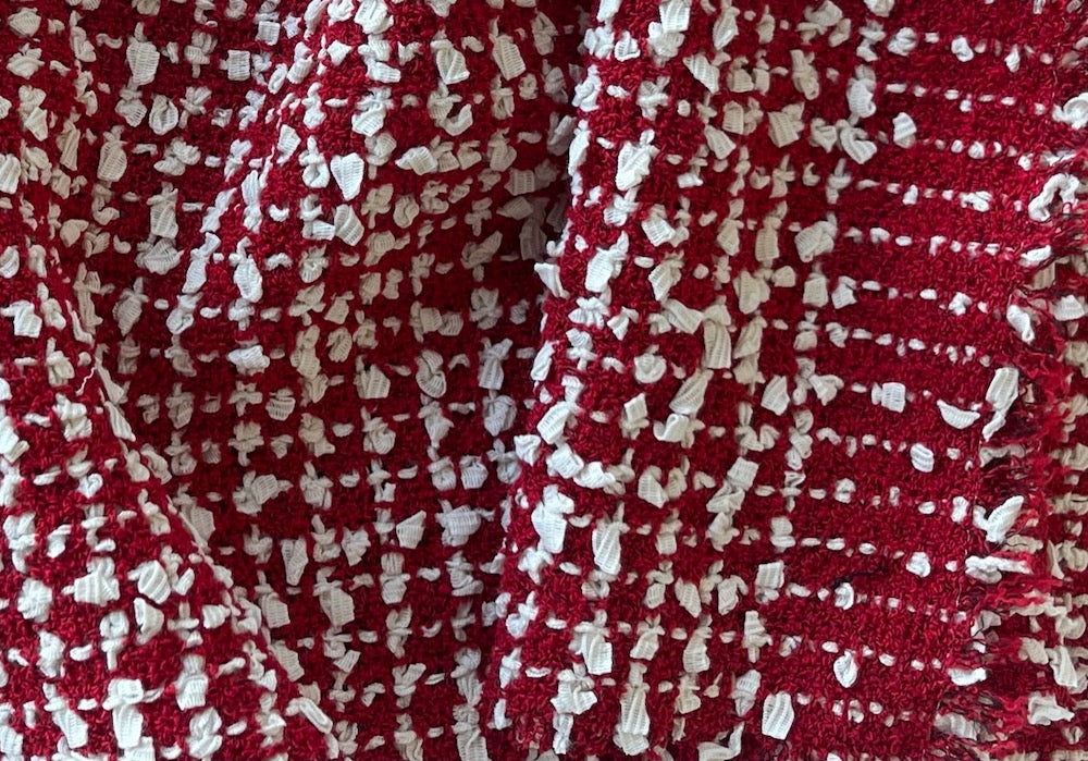 boucle fabric, High Couture Rch Ruby & Cool Snowdrift Cotton Blend ...