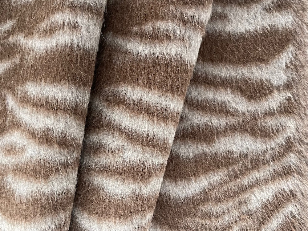 wool fabric, Sophisticated Mocha & White Zebra Wool Alpaca Coating ...
