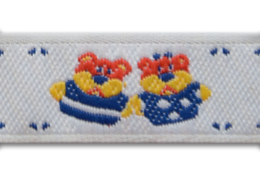 sewing ribbon, 1/2" Red, Yellow & Navy Bear Pair Woven Ribbon – Britex ...