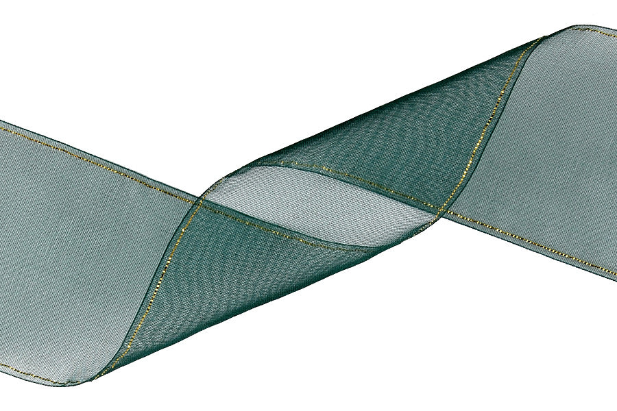 2" Hunter & Metallic Gold Sheer Ribbon – Britex Fabrics