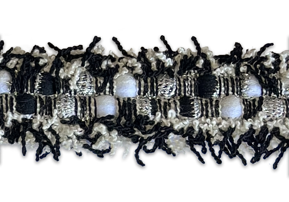 Fashion Trim, 3/4" Metallic Fringed Checkerboard Trim (Made in France ...