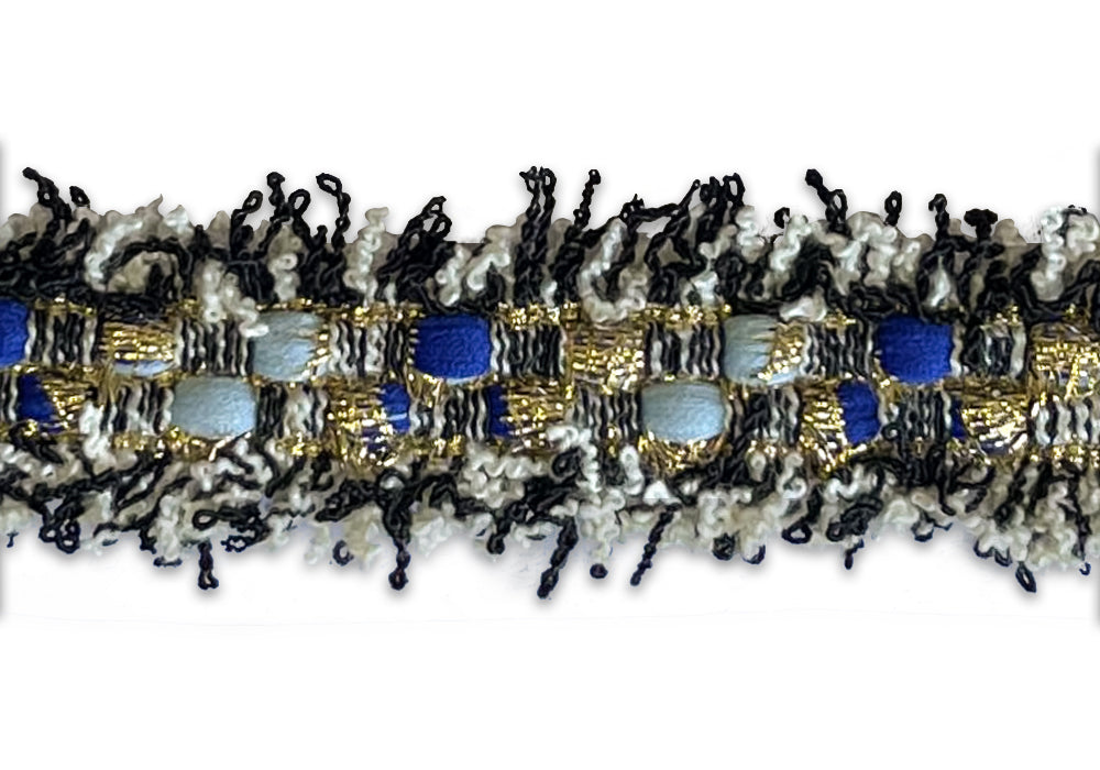 Fashion Trim, 3/4" Ultramarine & Gold Checkerboard Trim (Made in France ...