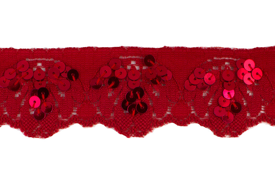 1 5/8" Red Sequined Stretch Lace – Britex Fabrics