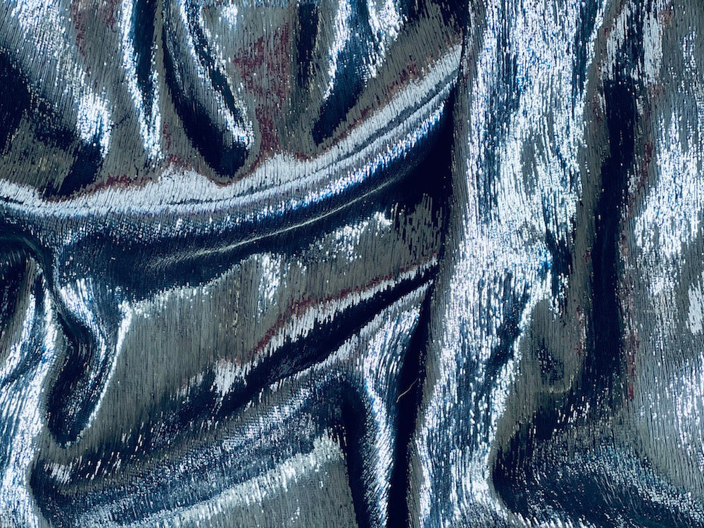 polyester fabric, Shimmering Cosmic Azure & Navy Polyester Blend Panné ...